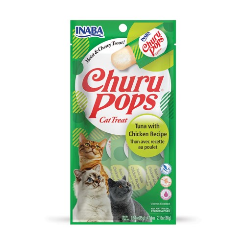 Inaba Churu Pops Cat Treats - Tuna & Chicken 15g x4 | Natural Lickable ...